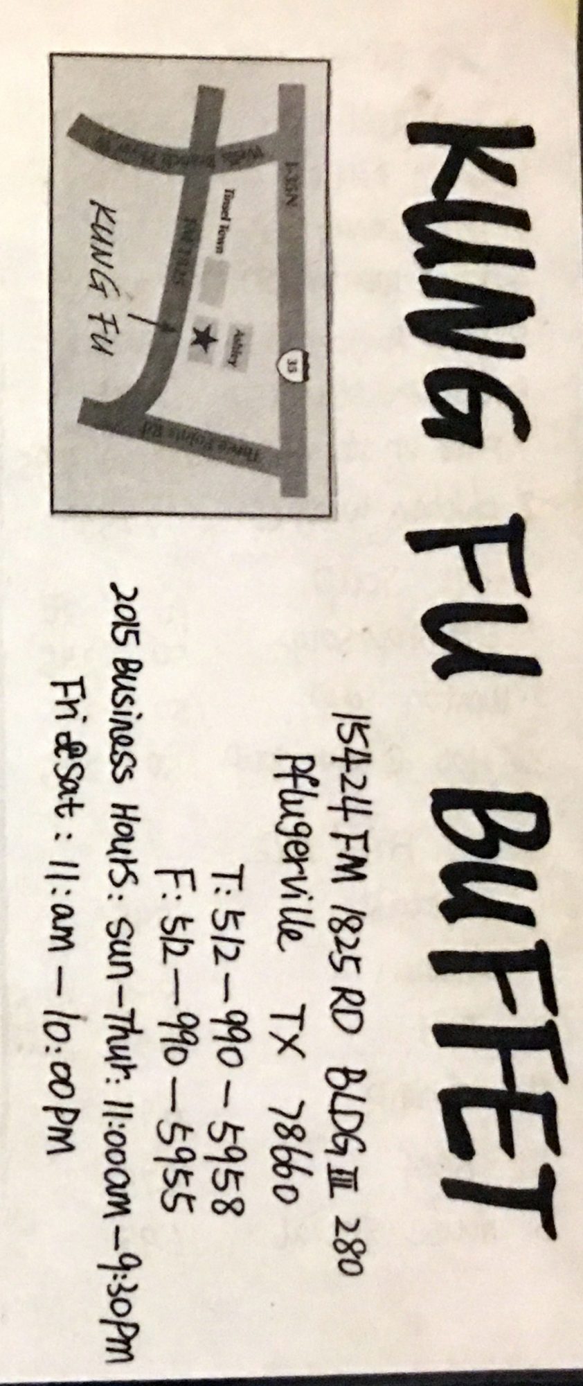 Kung Fu Buffet Menu